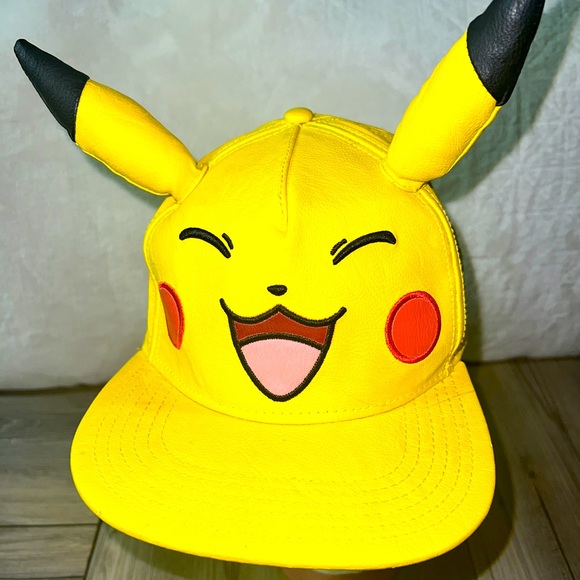 Pokemon | Accessories | Pokemon Pikachu Cap Face 3d Ears Faux Leather ...